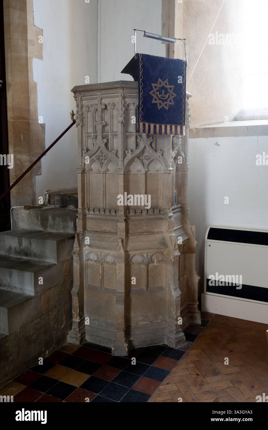 The pulpit, St. Peter and St Paul`s Church, Long Compton, Warwickshire ...