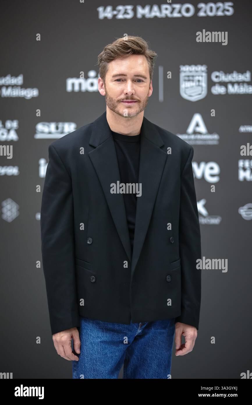 Pablo Rivero attends the photocall of the film "La huella del mal" at the 28th Málaga Film ...