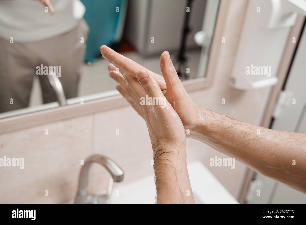 Hygiene. Proper hand washing with soap, gel and water. Washing hands ...