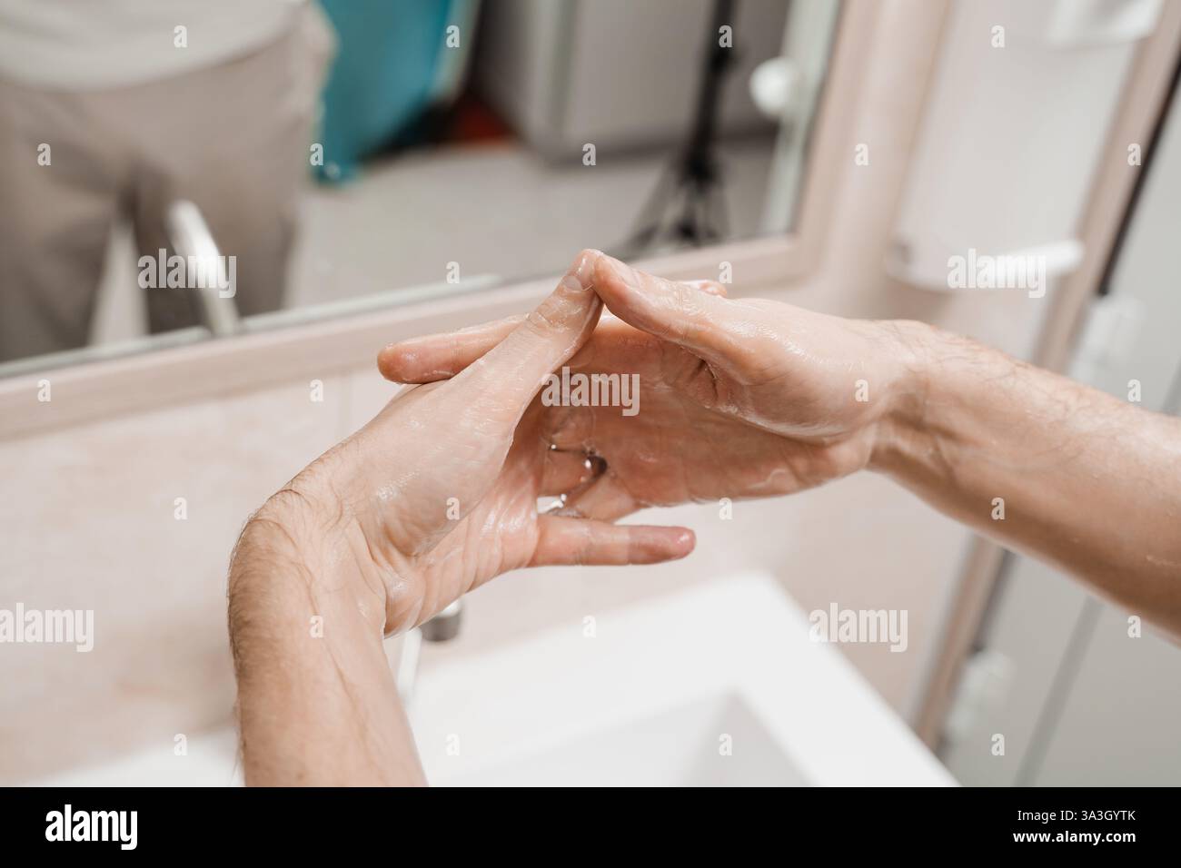 Hygiene. Proper hand washing with soap, gel and water. Washing hands ...