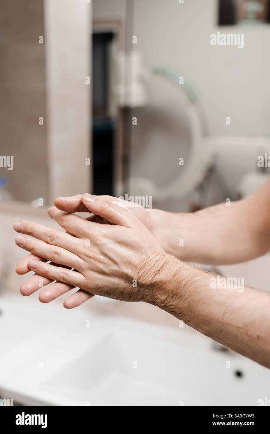 Proper washing hands process to clean and remove bacteria. Hygiene ...