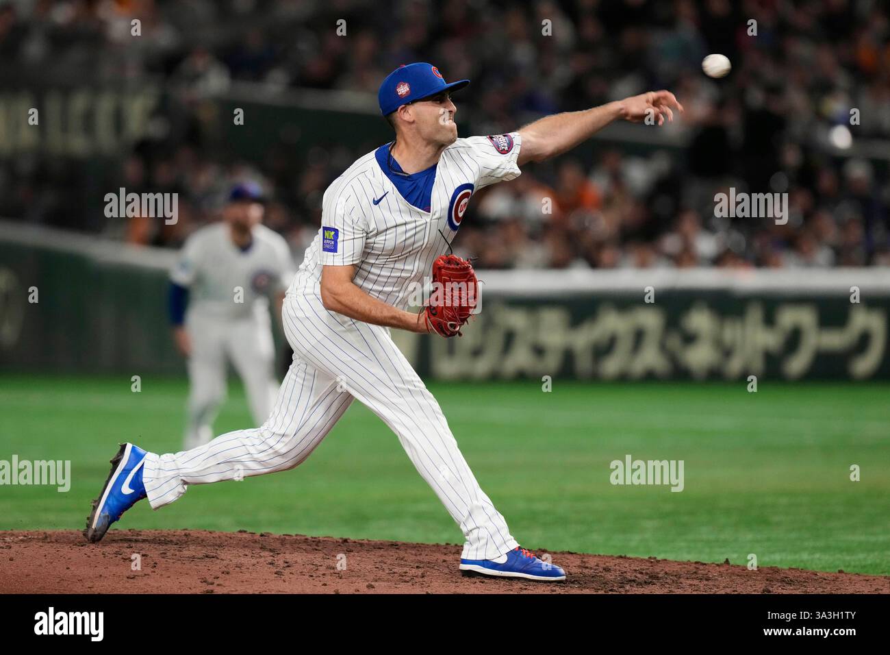 Chicago Cubs pitcher Matthew Boyd throws to the Yomiuri Giants in the ...