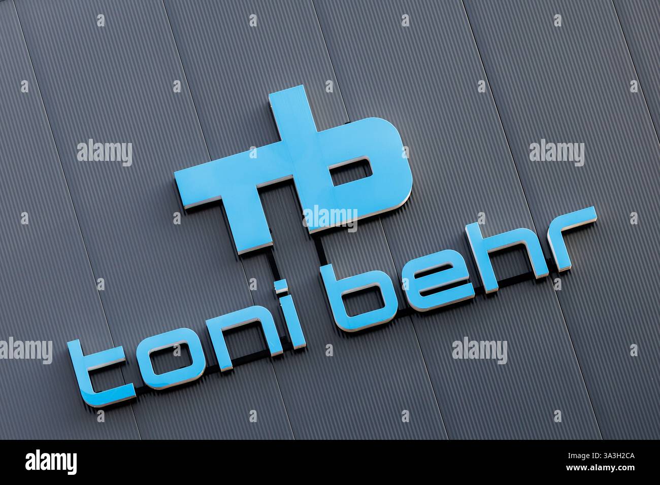 Gilching, Germany. 10th Mar, 2025. The lettering and logo of Toni Behr ...
