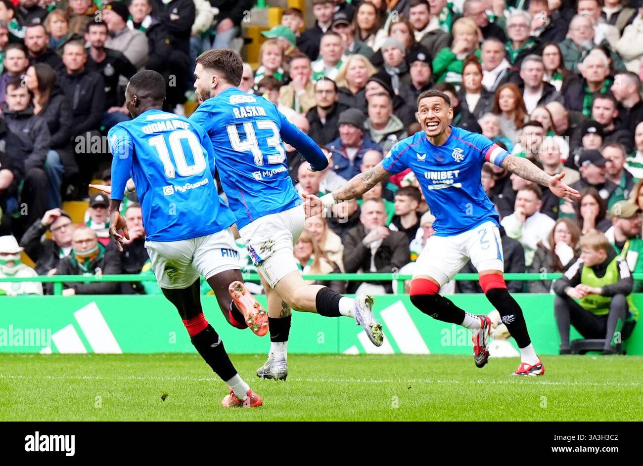 Rangers' Nicolas Raskin (centre) celebrates after scoring his sides ...