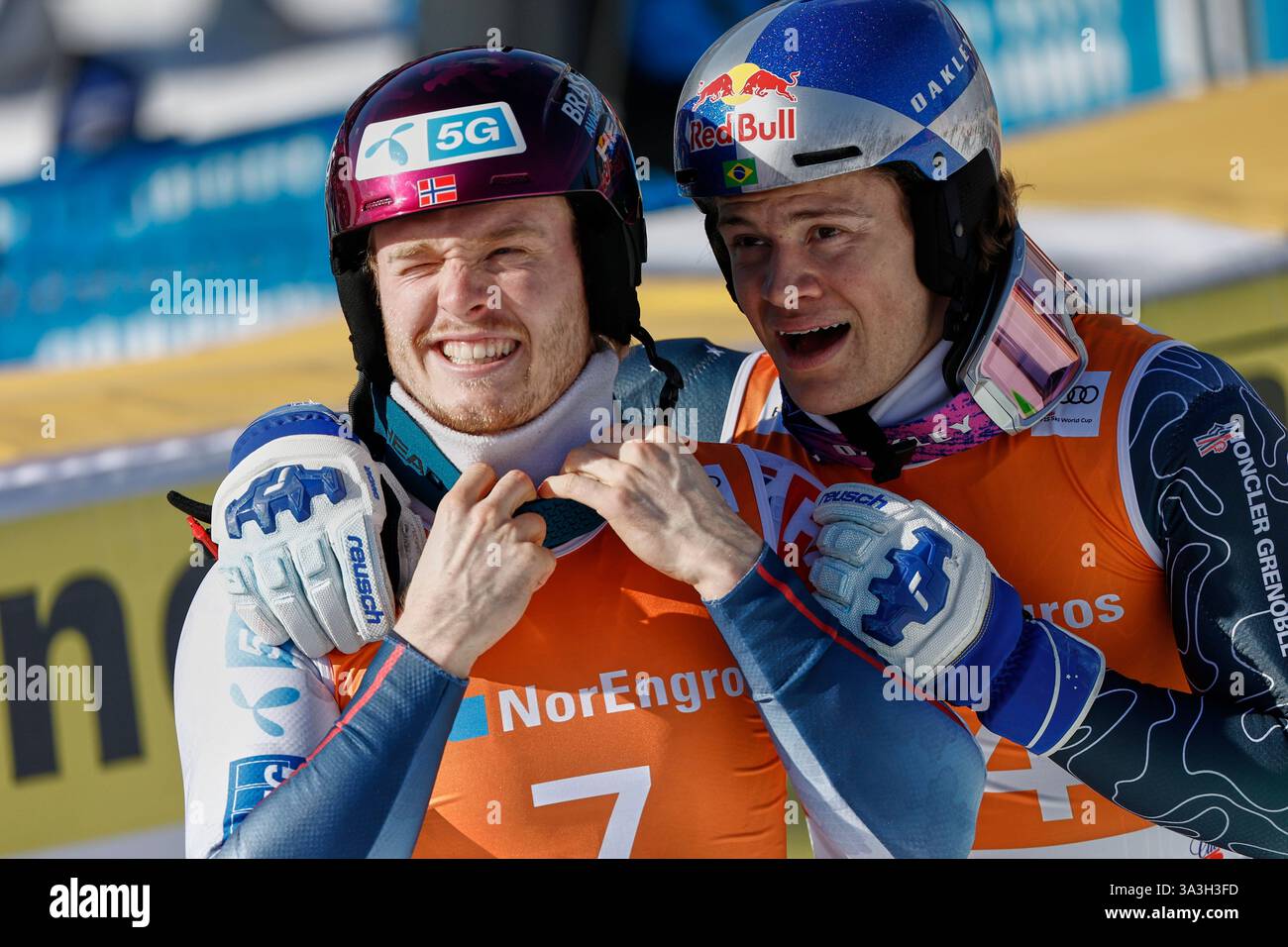 Brazil's Lucas Pinheiro Braathen, right, and Norway's Atle Lie McGrath ...