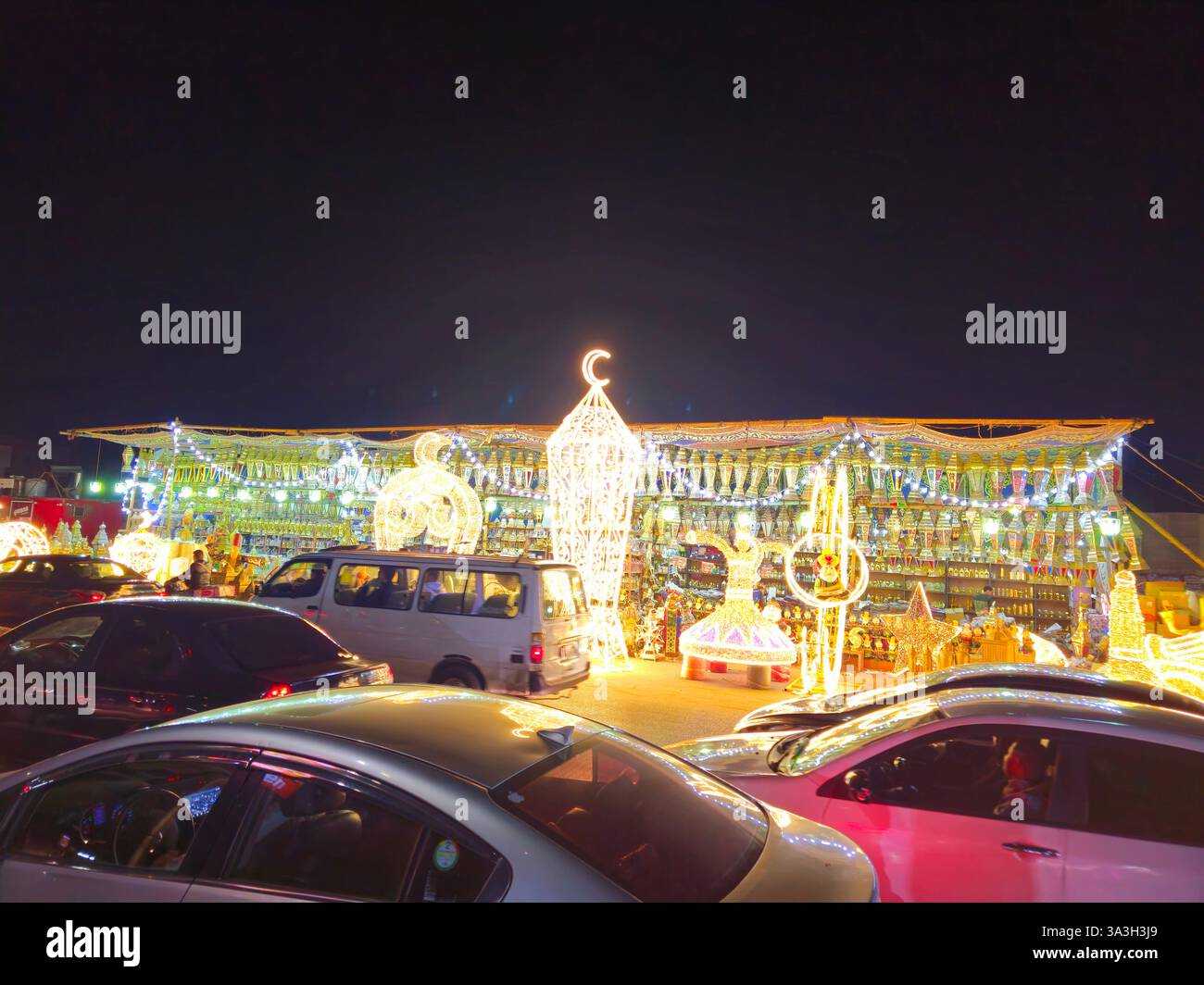 Cairo, Egypt, February 11 2025: festive decorations of Islamic Ramadan ...