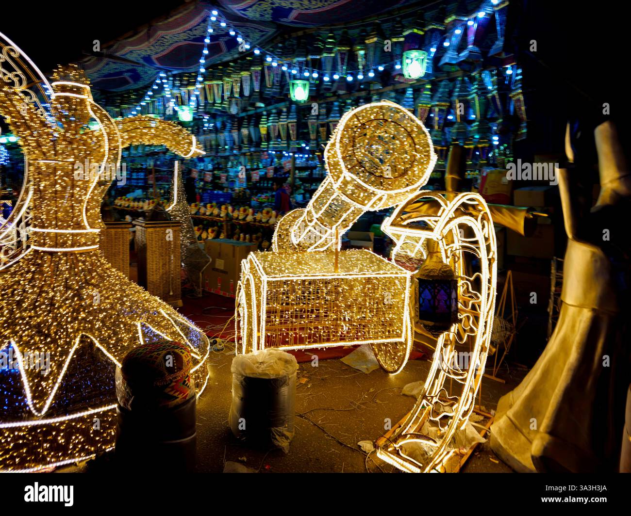 Cairo, Egypt, February 11 2025: festive decorations of Islamic Ramadan ...