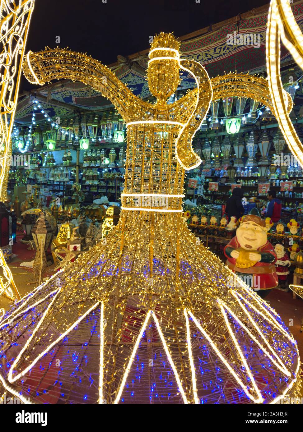 Cairo, Egypt, February 11 2025: Festive decorations in Egyptian streets ...