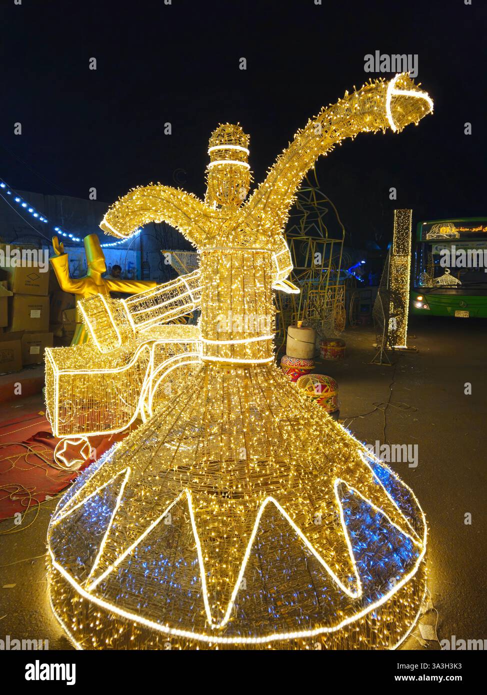 Cairo, Egypt, February 11 2025: Festive decorations in Egyptian streets ...