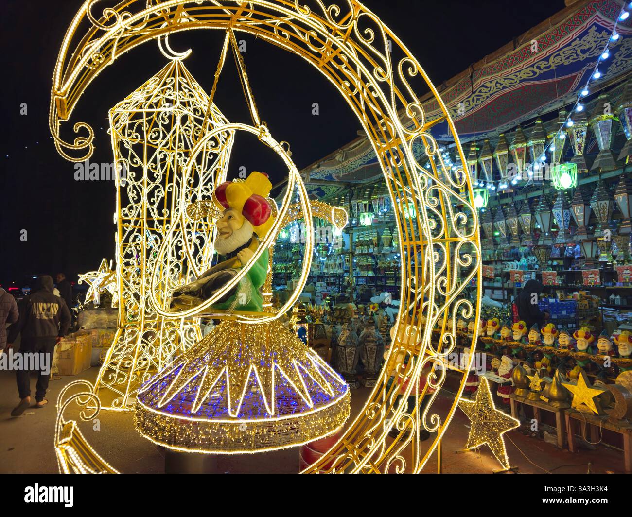 Cairo, Egypt, February 11 2025: festive decorations of Islamic Ramadan fasting month in Egyptian ...