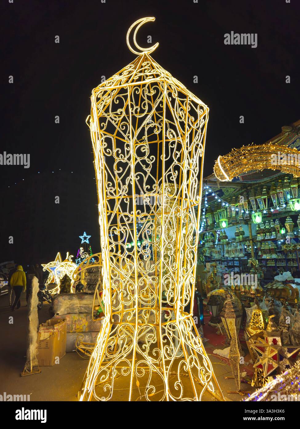 Cairo, Egypt, February 11 2025: Ramadan fanous Lantern lamps shape as a festive decorations of ...