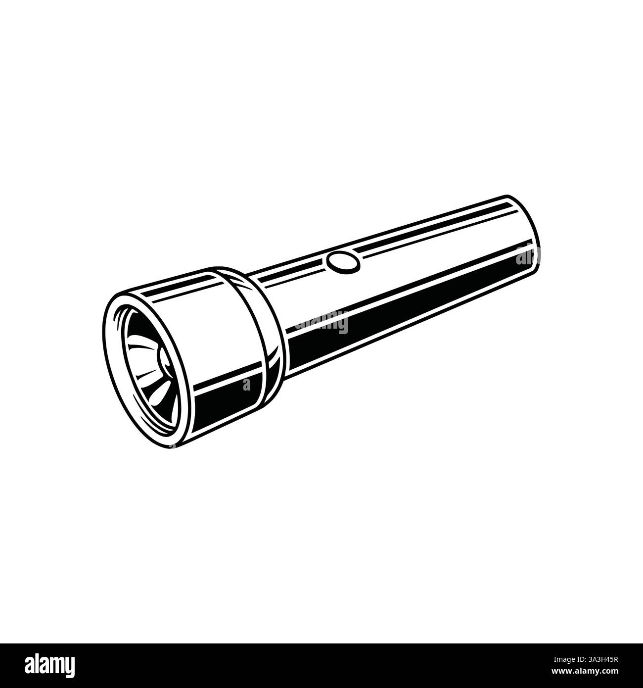 Vintage flashlight design concept. Camping and hiking equipment vintage ...