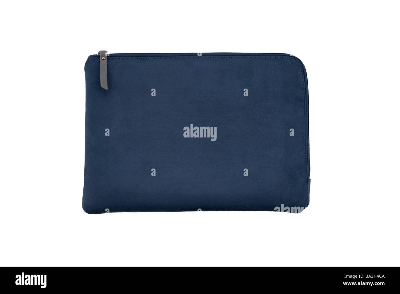 Blue laptop case, modern computer bag, zipper pouch on white background ...