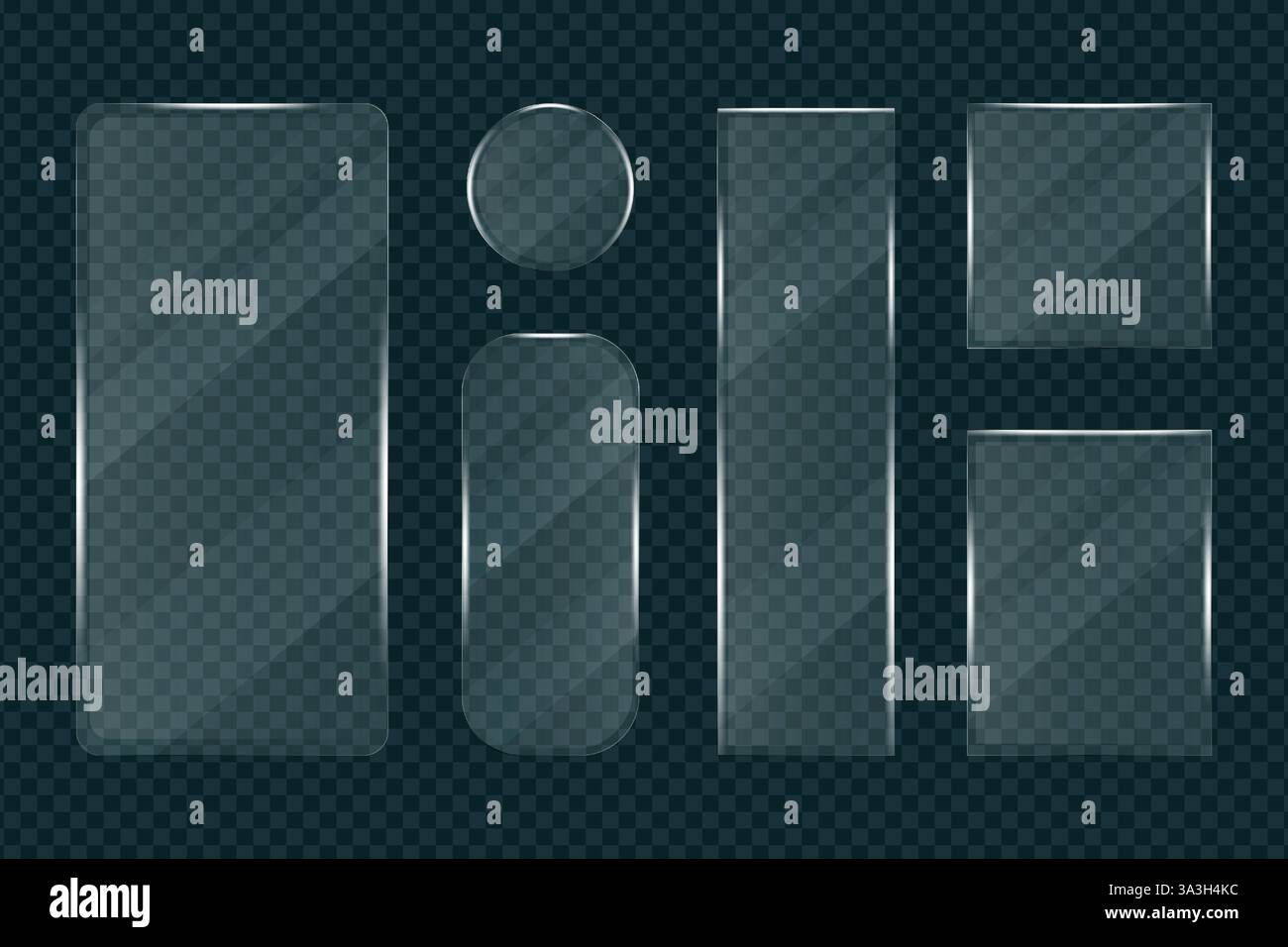 Flat glass frames of geometric shape empty, Glass transparent realistic ...