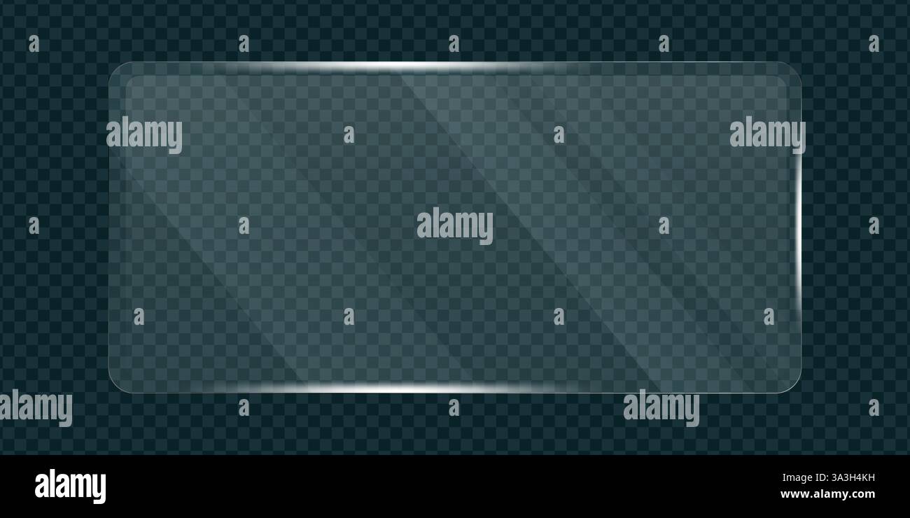 Flat glass frame horizontal banner, Glass transparent realistic effect ...