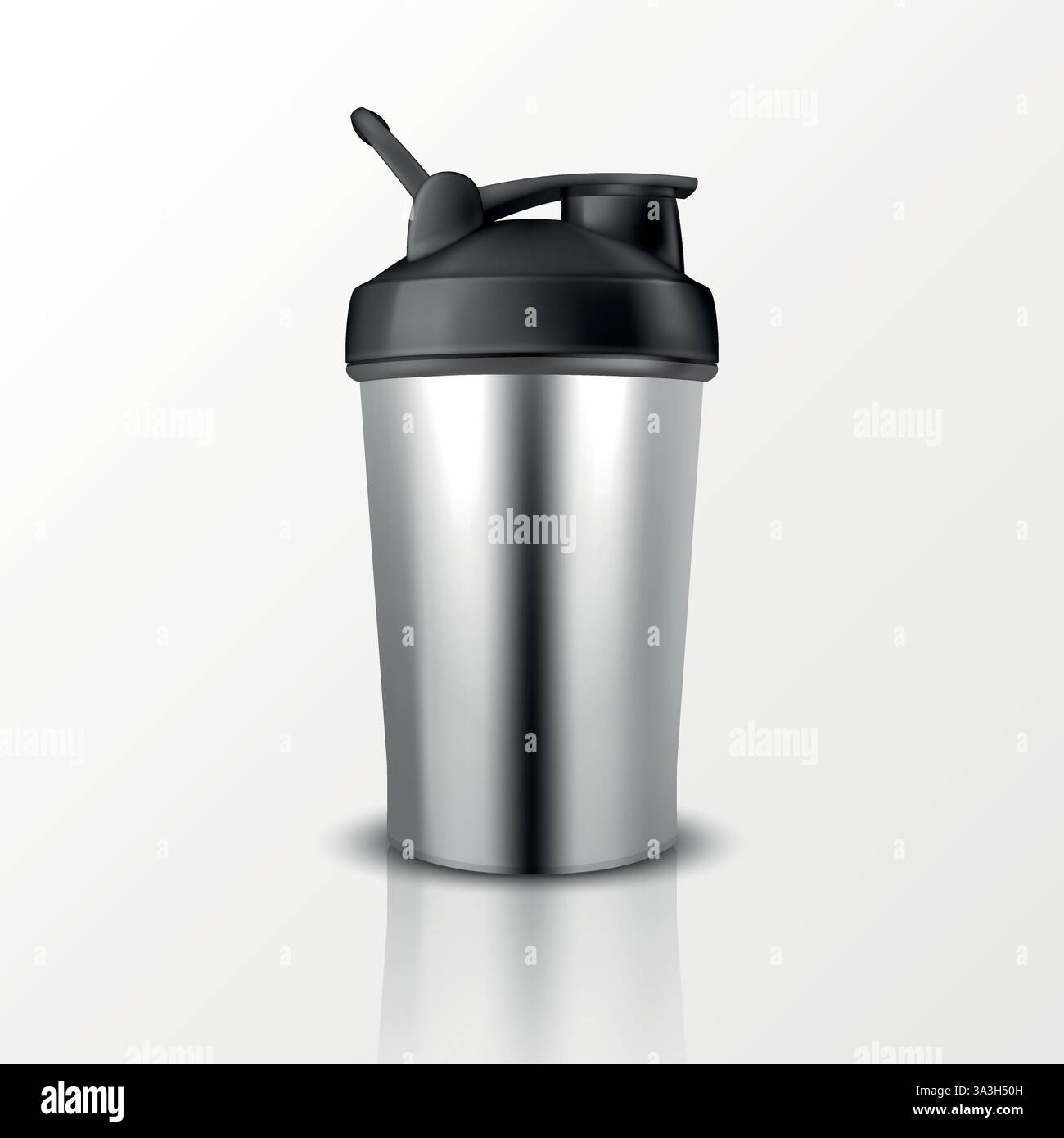 Vector Realistic 3D Empty Glossy Shaker Bottle With Black Cap for ...