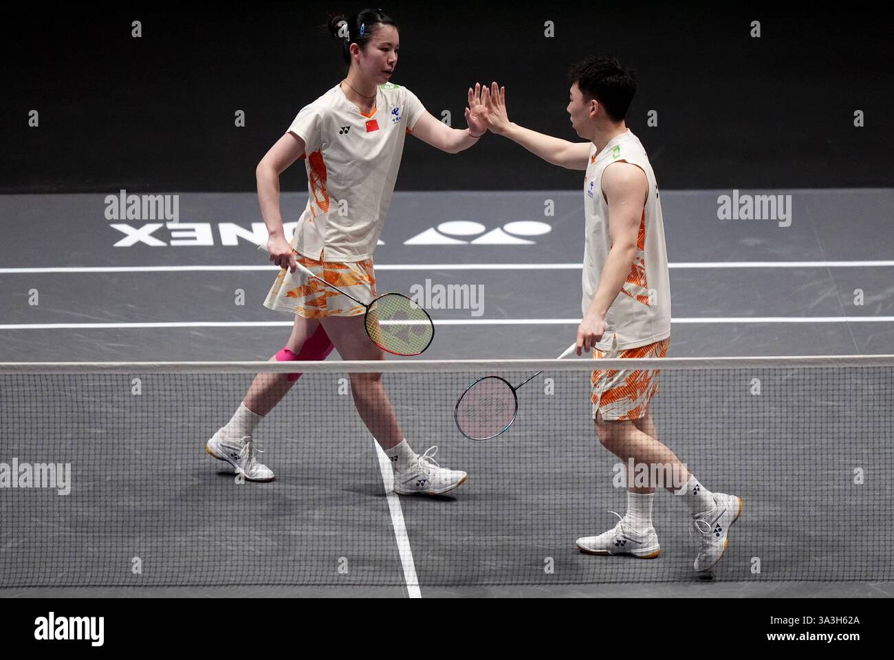 China's Guo Xin Wa and Fang Hui Chen during the mixed doubles final ...