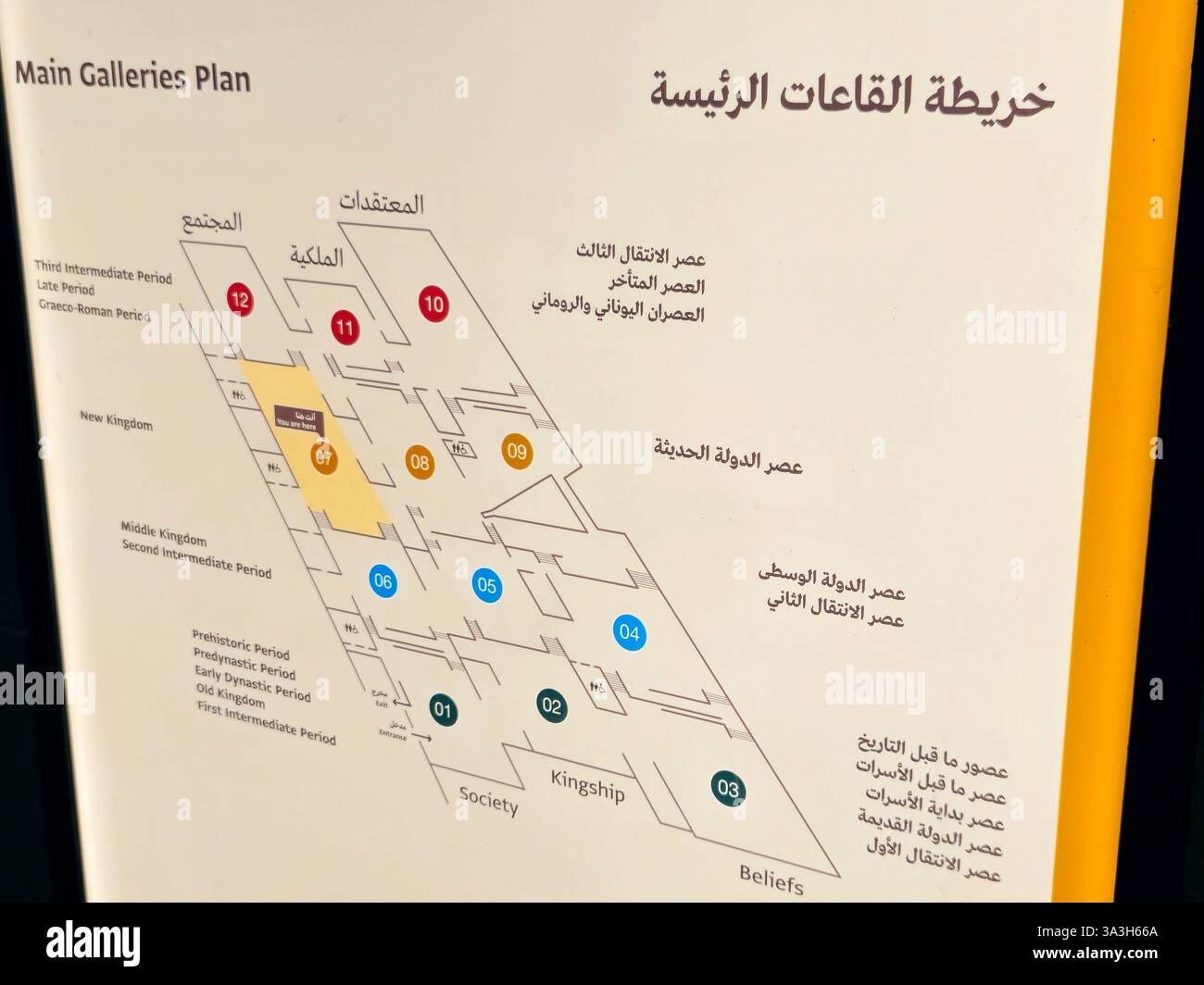 Giza, Egypt, February 22 2025: Main galleries plan map from The Grand Egyptian Museum Giza GEM ...