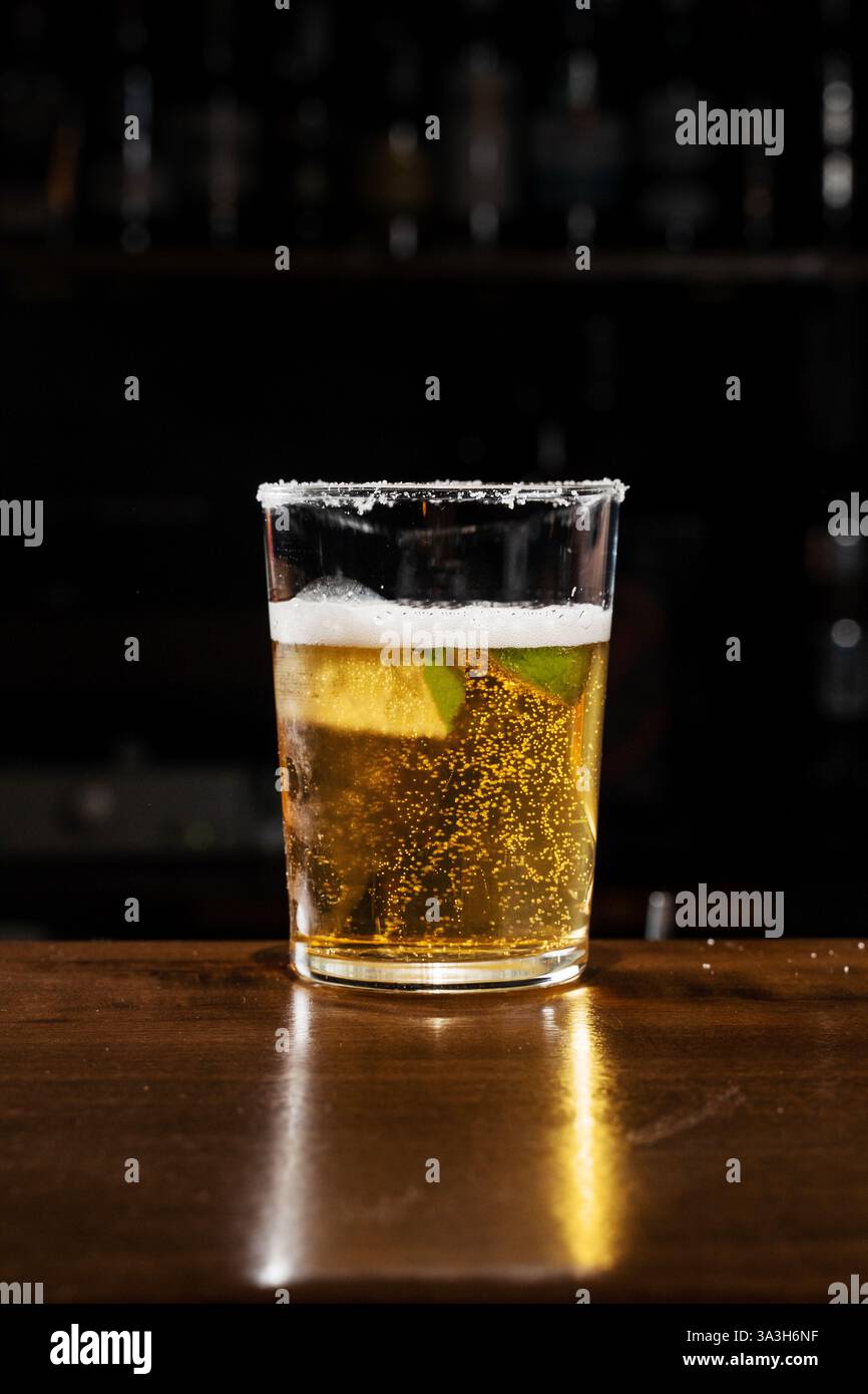 Classic cocktail Death of Mexican on black background. Shot of tequila ...