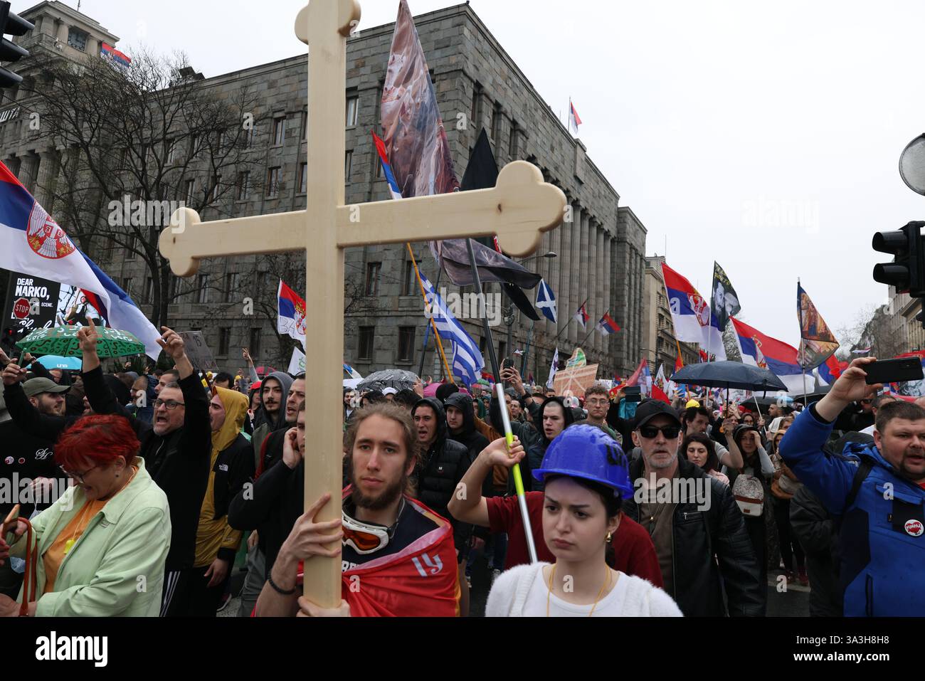 An anti-government demonstration in the centre of Belgrade, Serbia ...