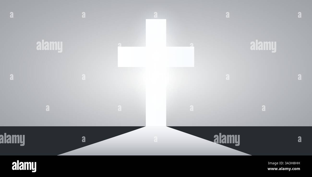 Christian Cross Symbol and Light at the End of the Road - Sign of ...