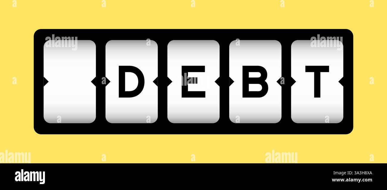 Black color in word debt on slot banner with yellow color background ...