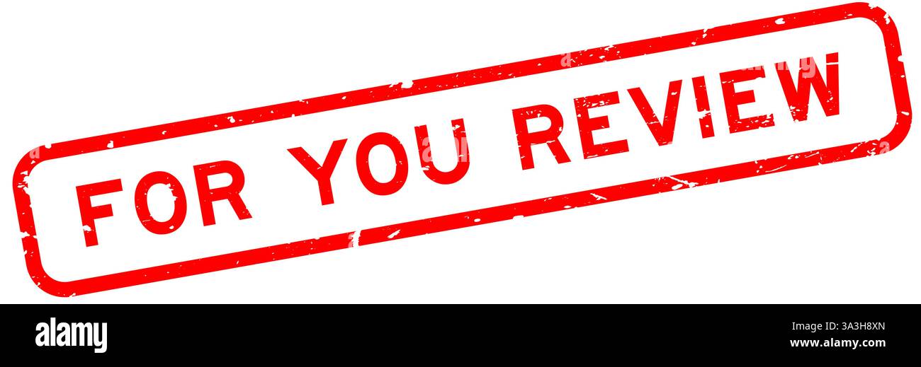 Grunge red for your review word rubber square seal stamp on white ...