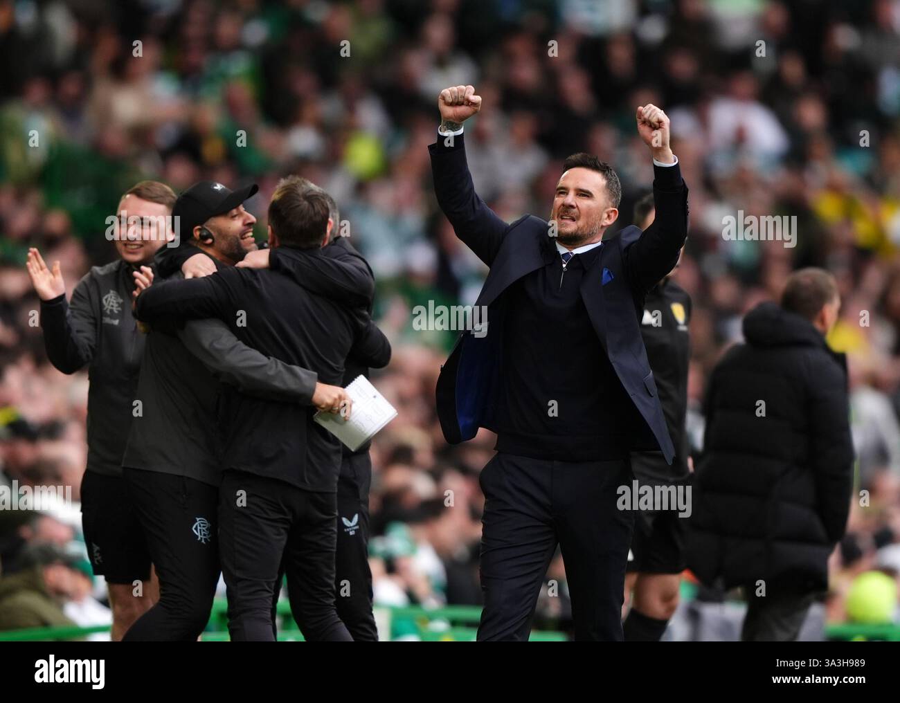 Rangers interim manager Barry Ferguson celebrates on the touchline ...