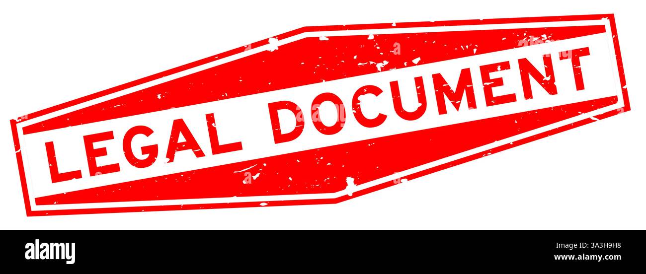 Grunge red legal document word hexagon seal stamp on white background ...