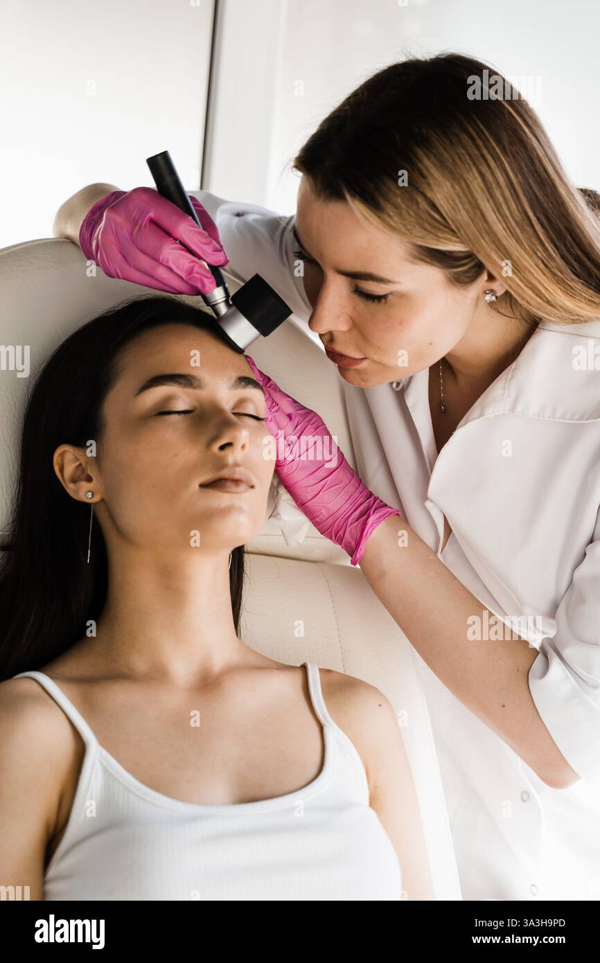 Dermatoscopy of skin lesions and moles with dermatoscope for preventing ...