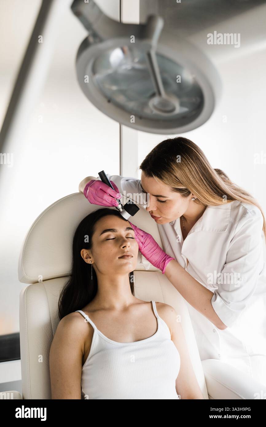 Dermatoscopy of skin lesions and moles with dermatoscope for preventing ...