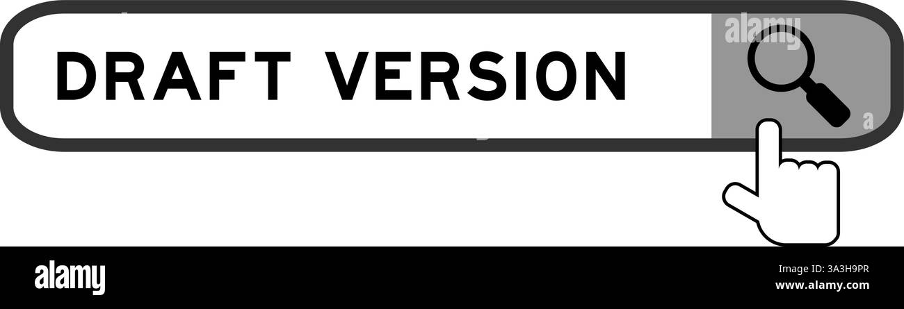 Search banner in word draft version with hand over magnifier icon on ...