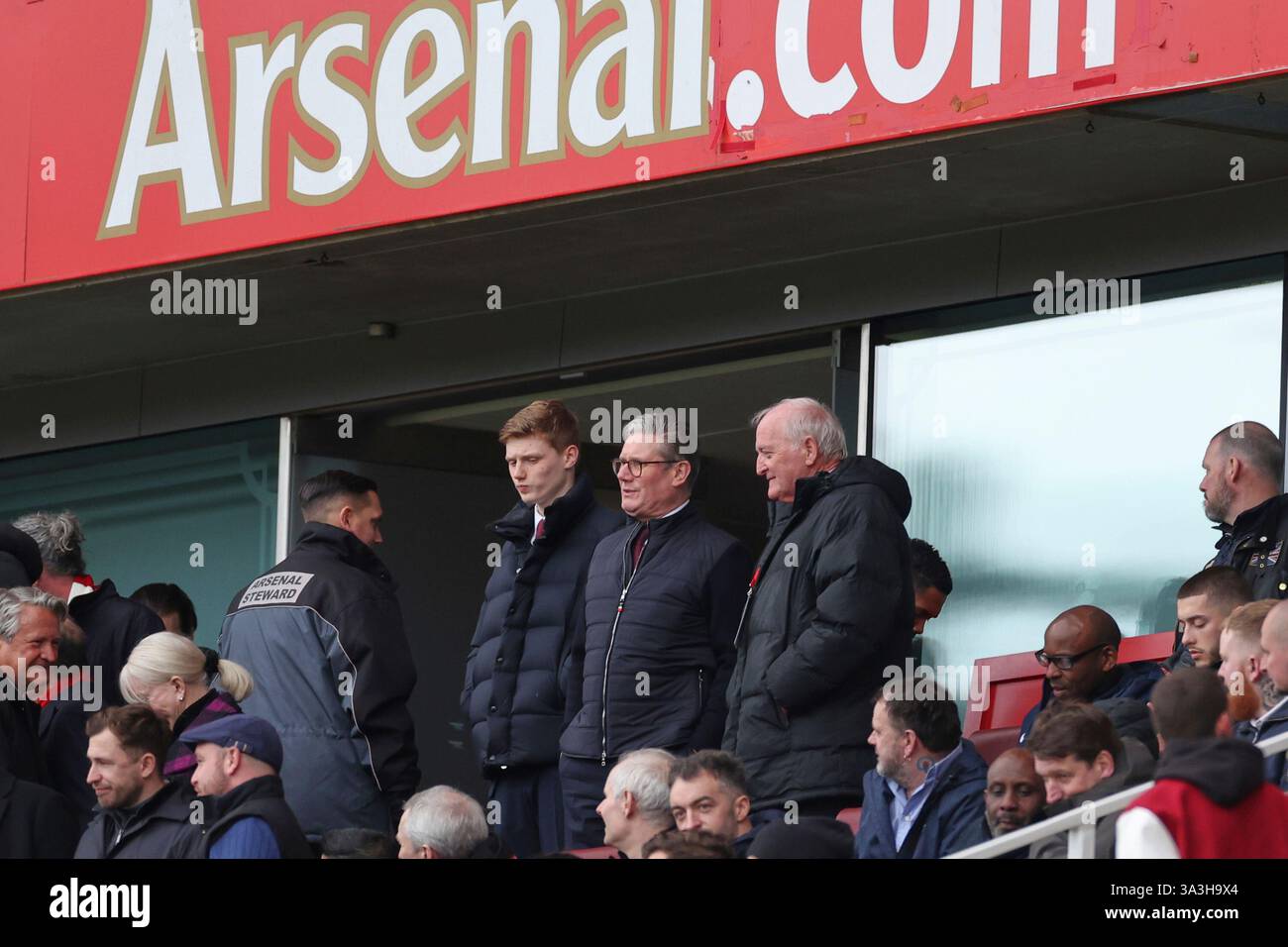 Britain's Prime Minister Keir Starmer, centre, looks on ahead of the ...