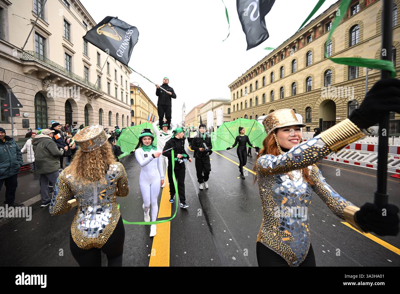Munich, Germany. 16th Mar, 2025. Participants in the St. Patrick's Day ...