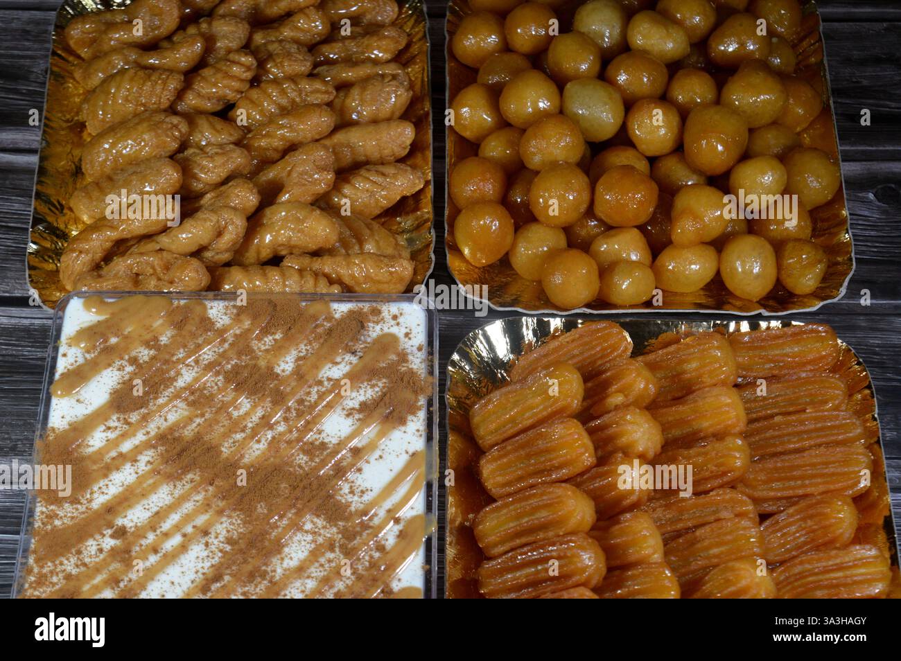 Assorted Eastern desserts for Ramadan, Balah el Sham or Egyptian Choux ...