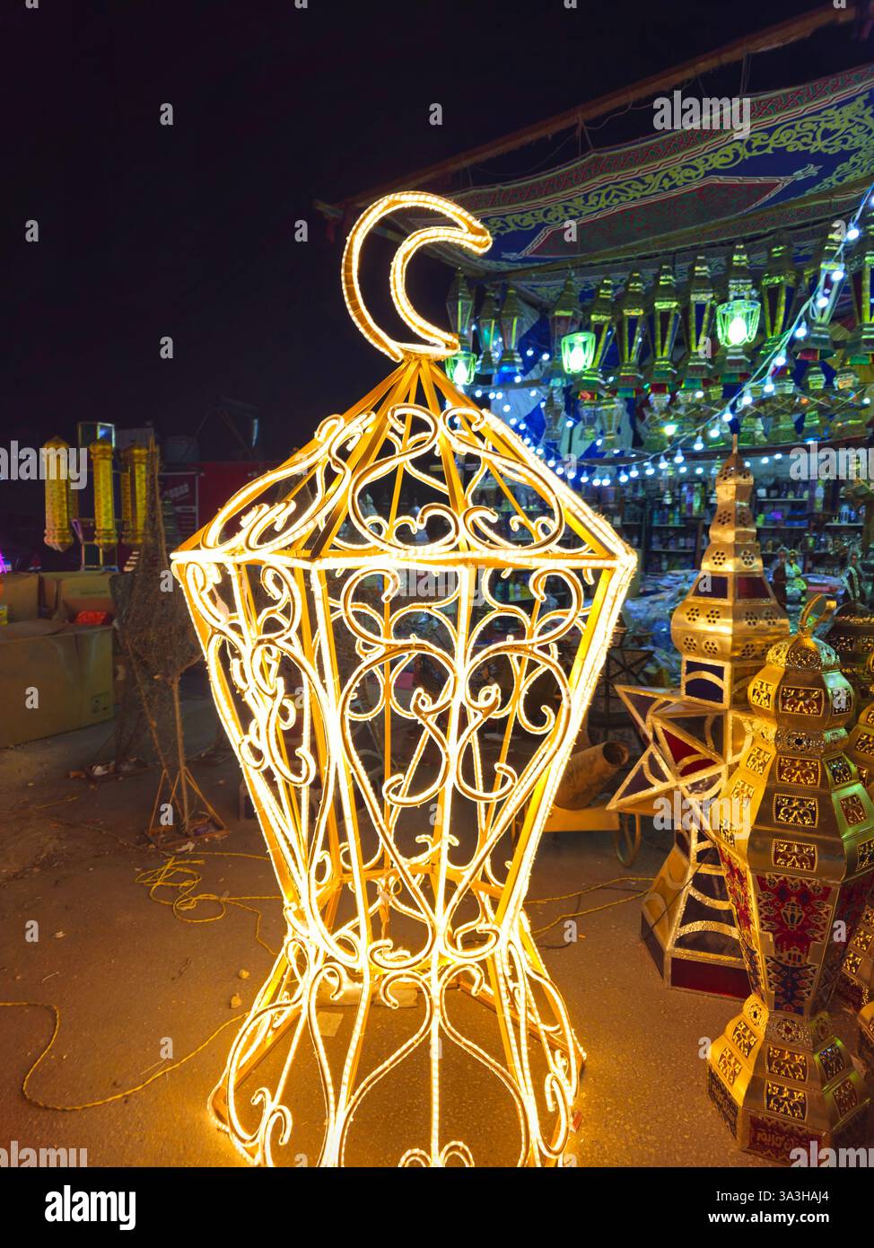 Cairo, Egypt, February 11 2025: Ramadan fanous Lantern lamps shape as a ...