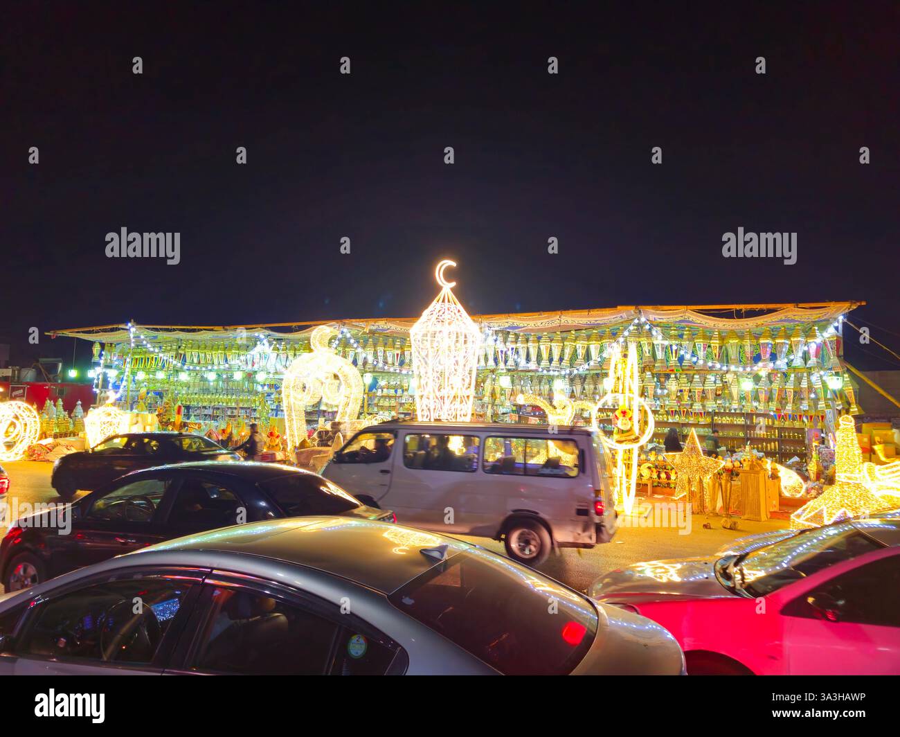 Cairo, Egypt, February 11 2025: festive decorations of Islamic Ramadan fasting month in Egyptian ...