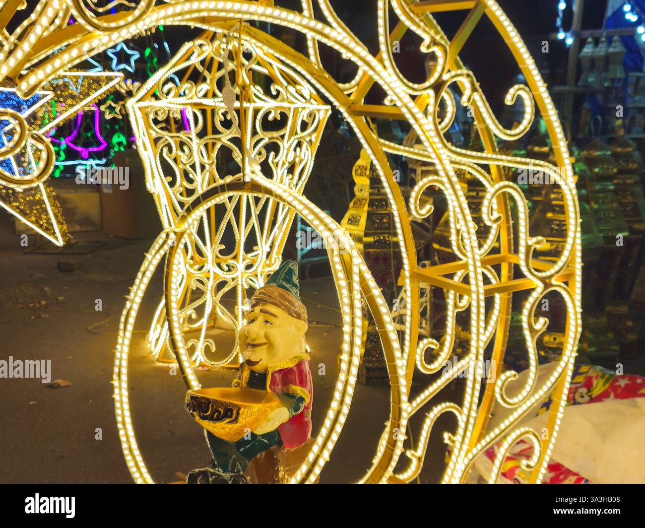 Cairo, Egypt, February 11 2025: festive decorations of Islamic Ramadan fasting month in Egyptian ...