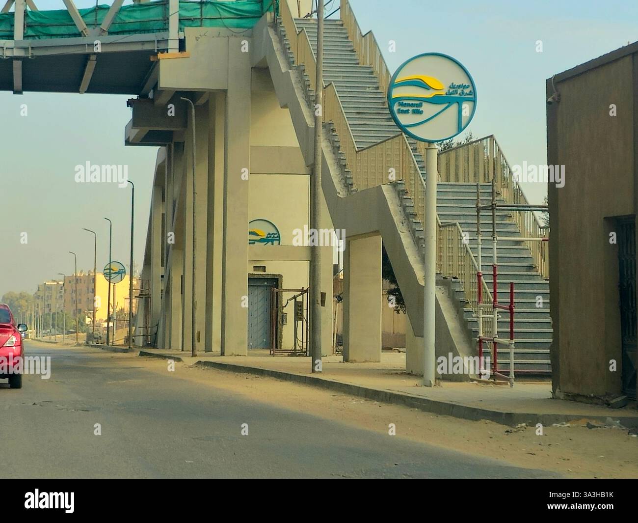 Cairo, Egypt, February 12 2025: The East Nile Cairo monorail station site, Cairo monorail is a ...