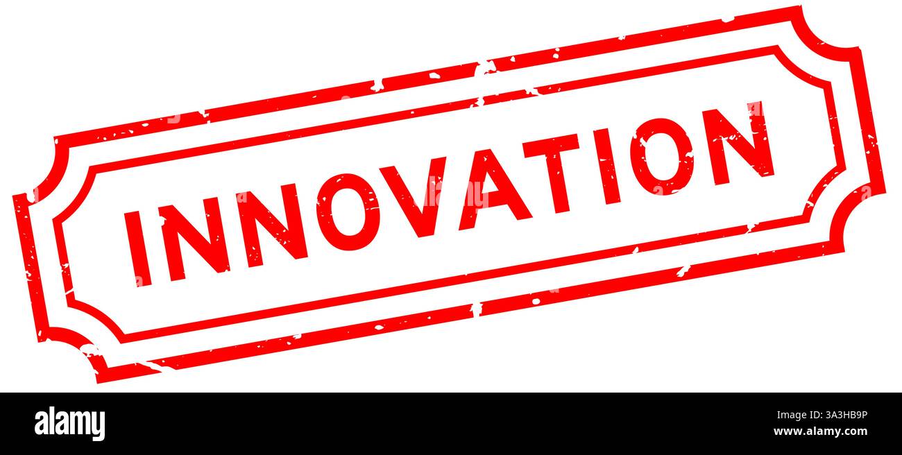 Grunge red innovation word square rubber stamp on white background ...