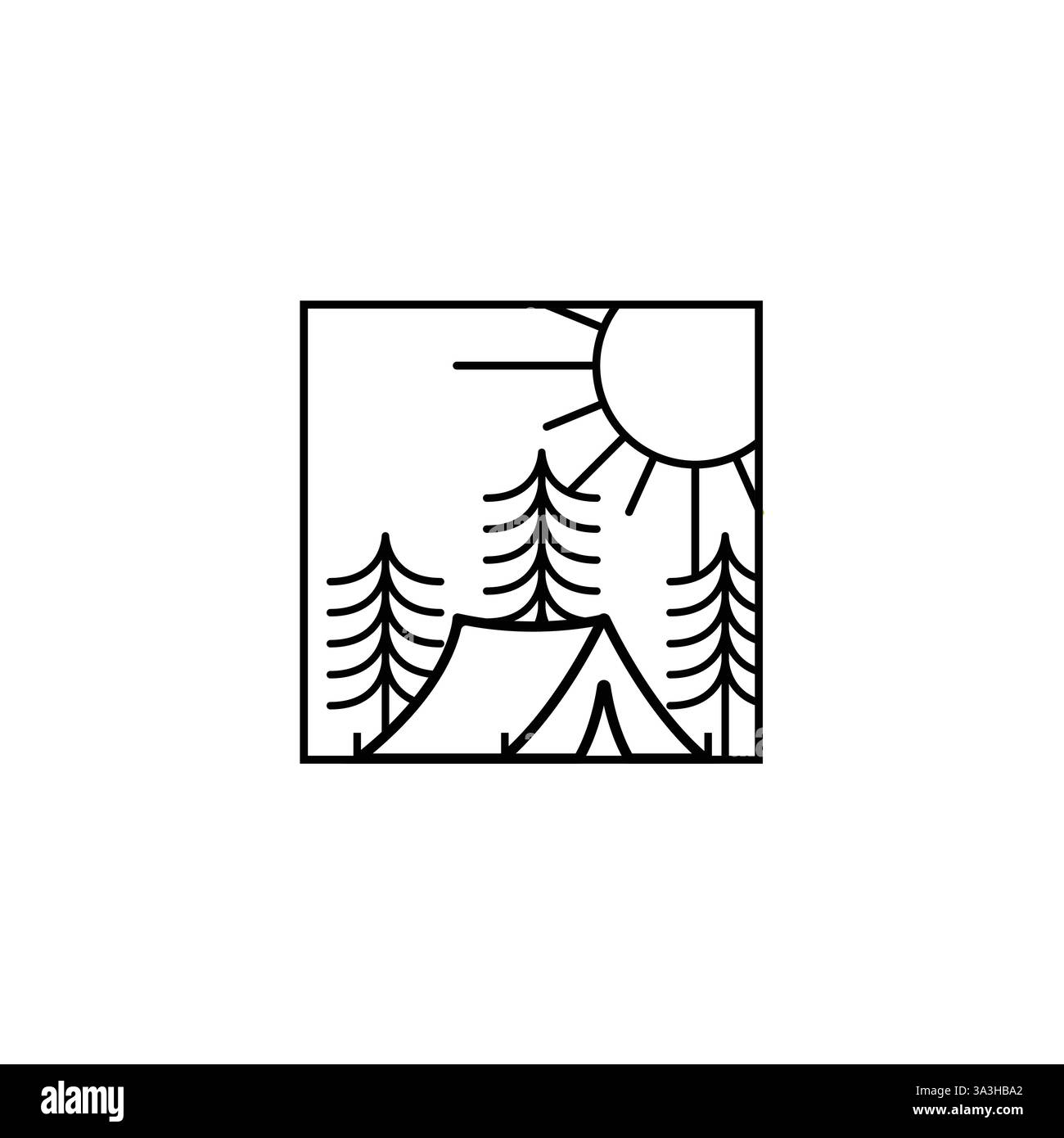 Camping tent in the desert outline vector illustration. The design of a ...