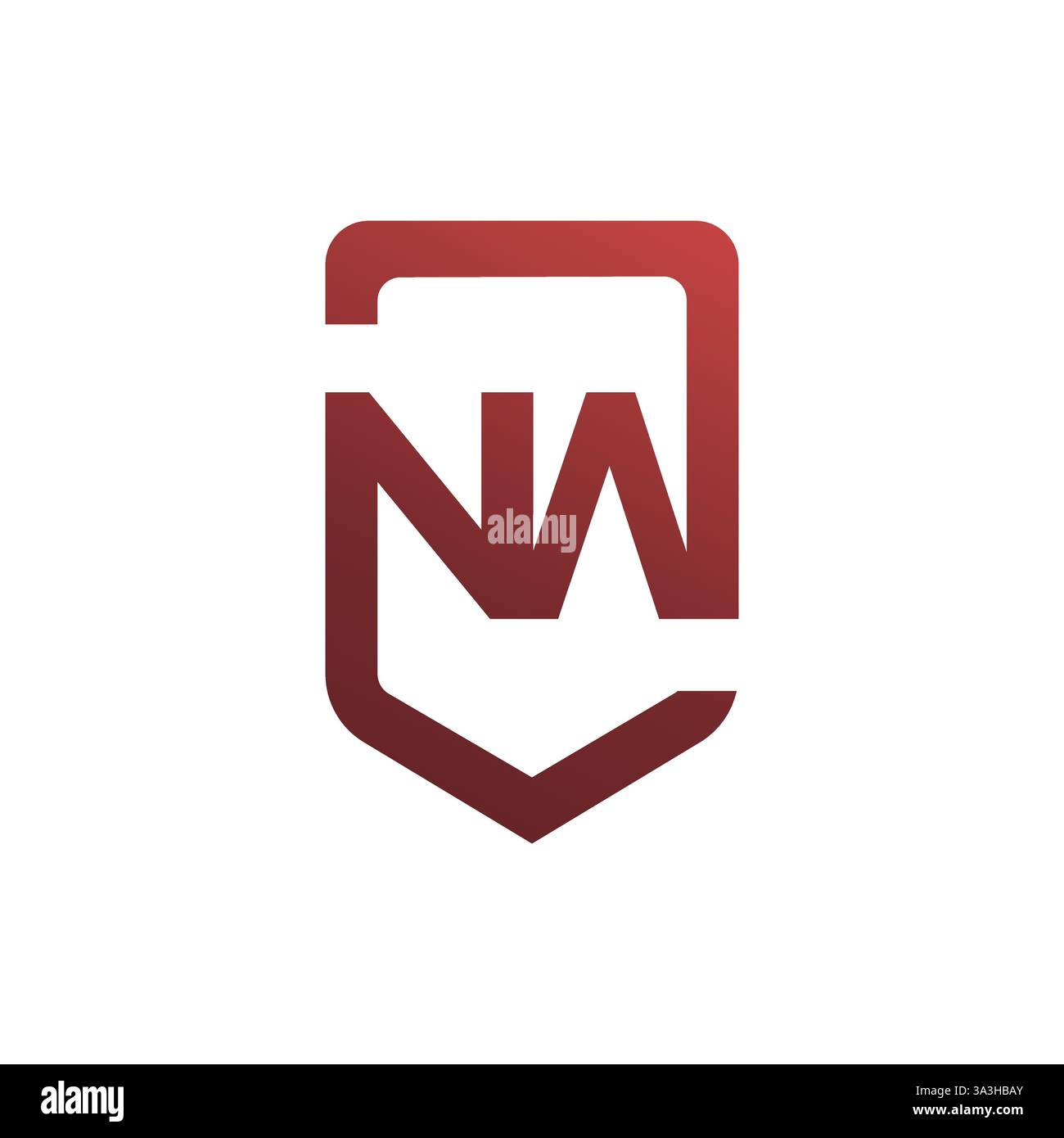 initial NW letter with shield style logo template vector. Initial NW shield logo monoline style ...