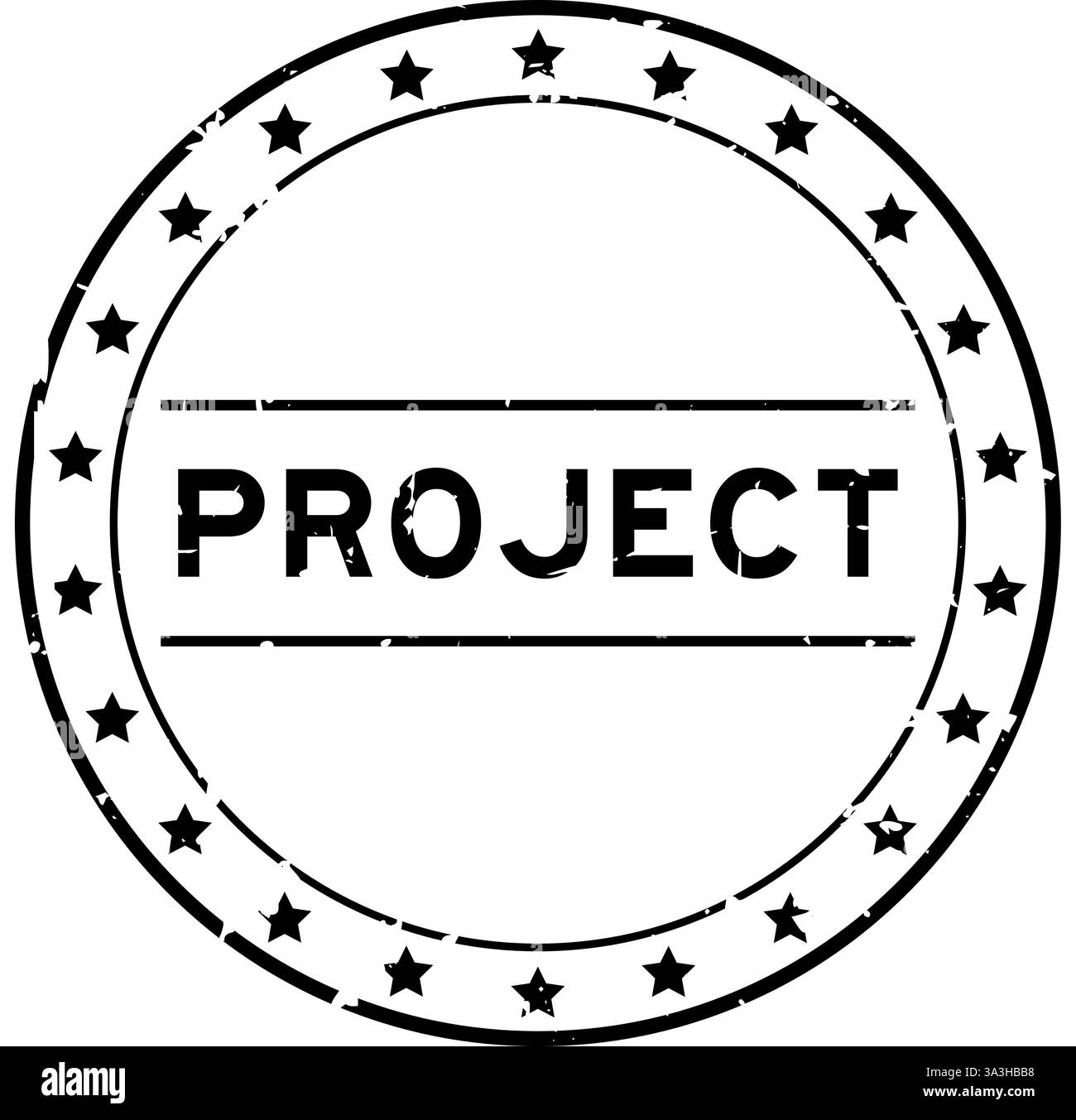 Grunge black project word round rubber seal stamp on white background ...