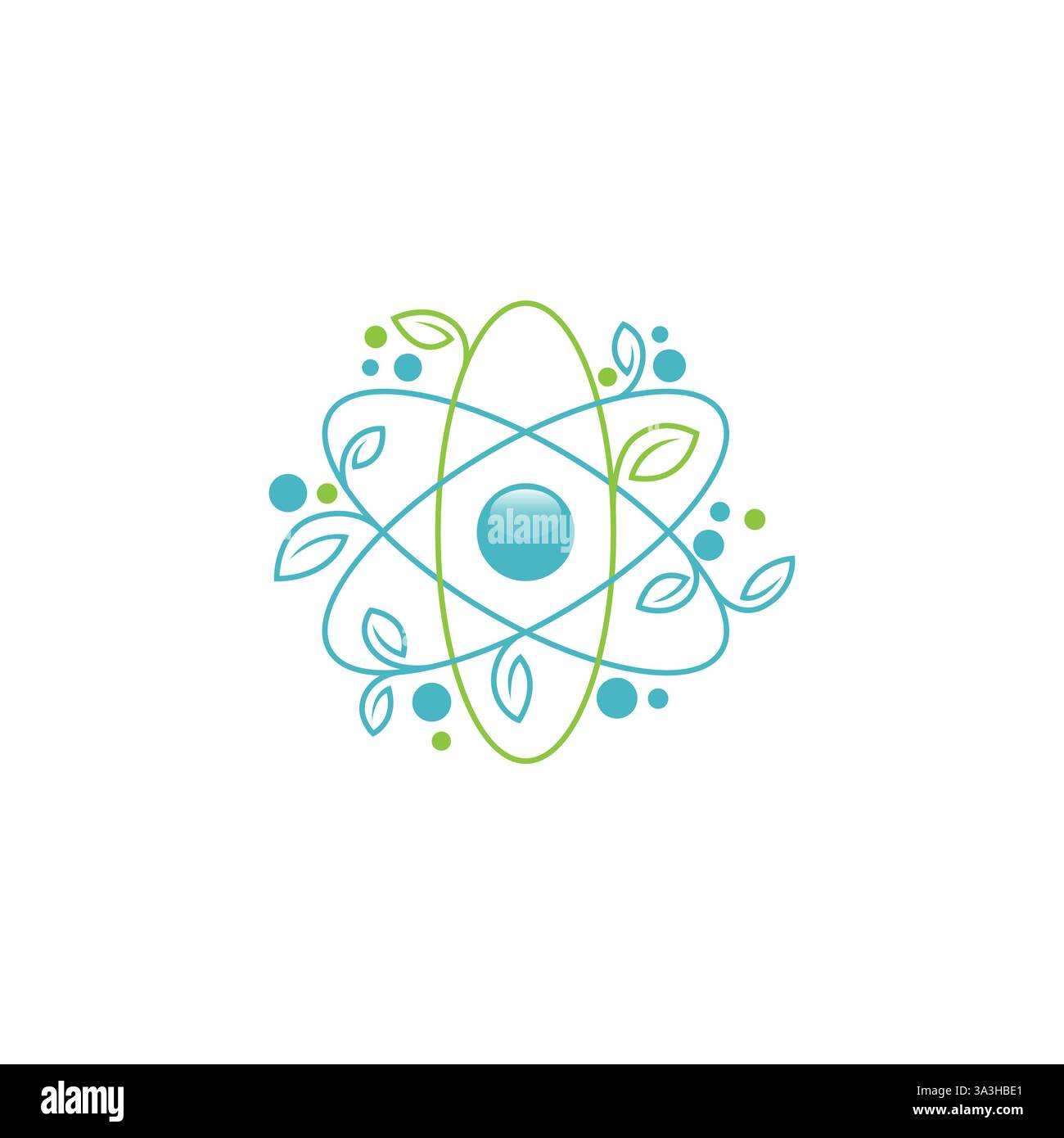Atom logo designed with leaf Flat thin line design. Creative Idea ...