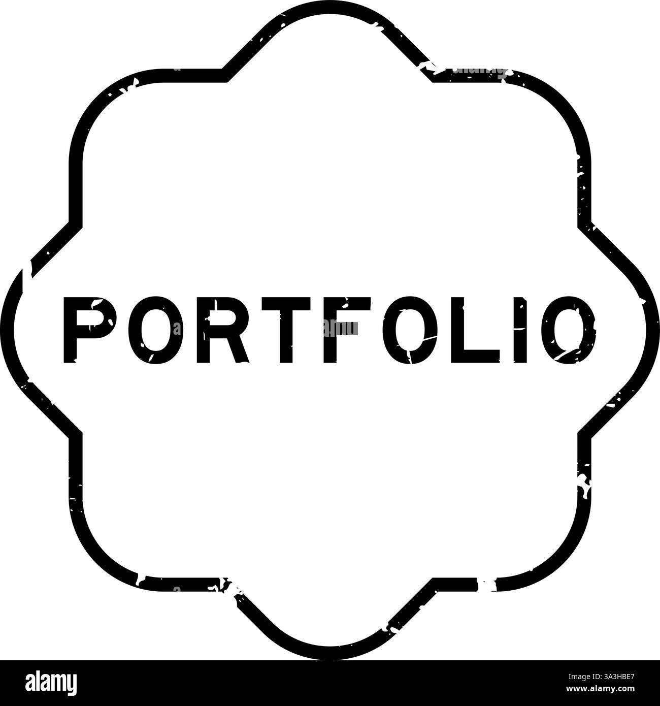 Grunge black portfolio word square rubber seal stamp on white ...