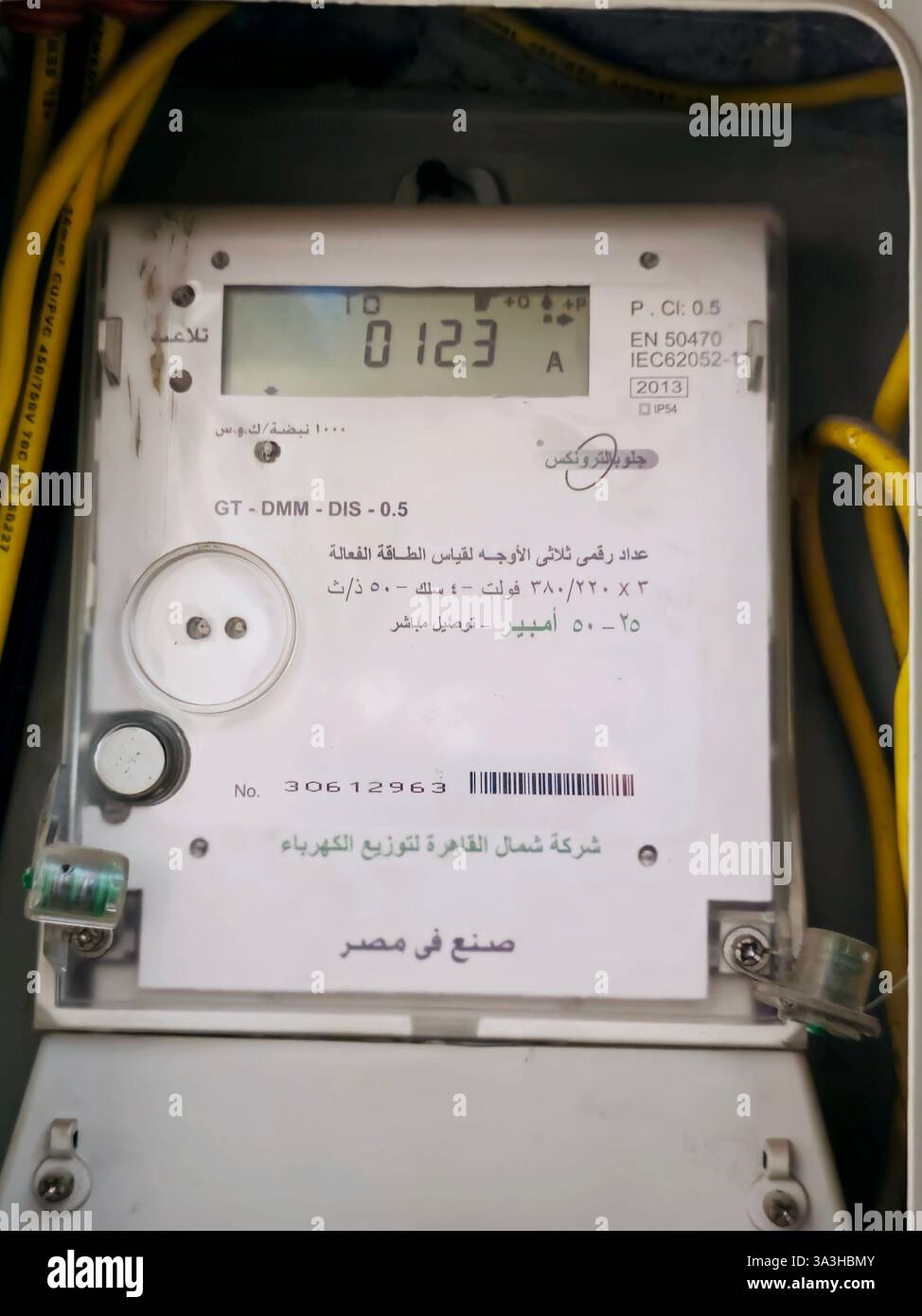 Cairo, Egypt, March 4 2025: an Electrometer a three phases four wires ...