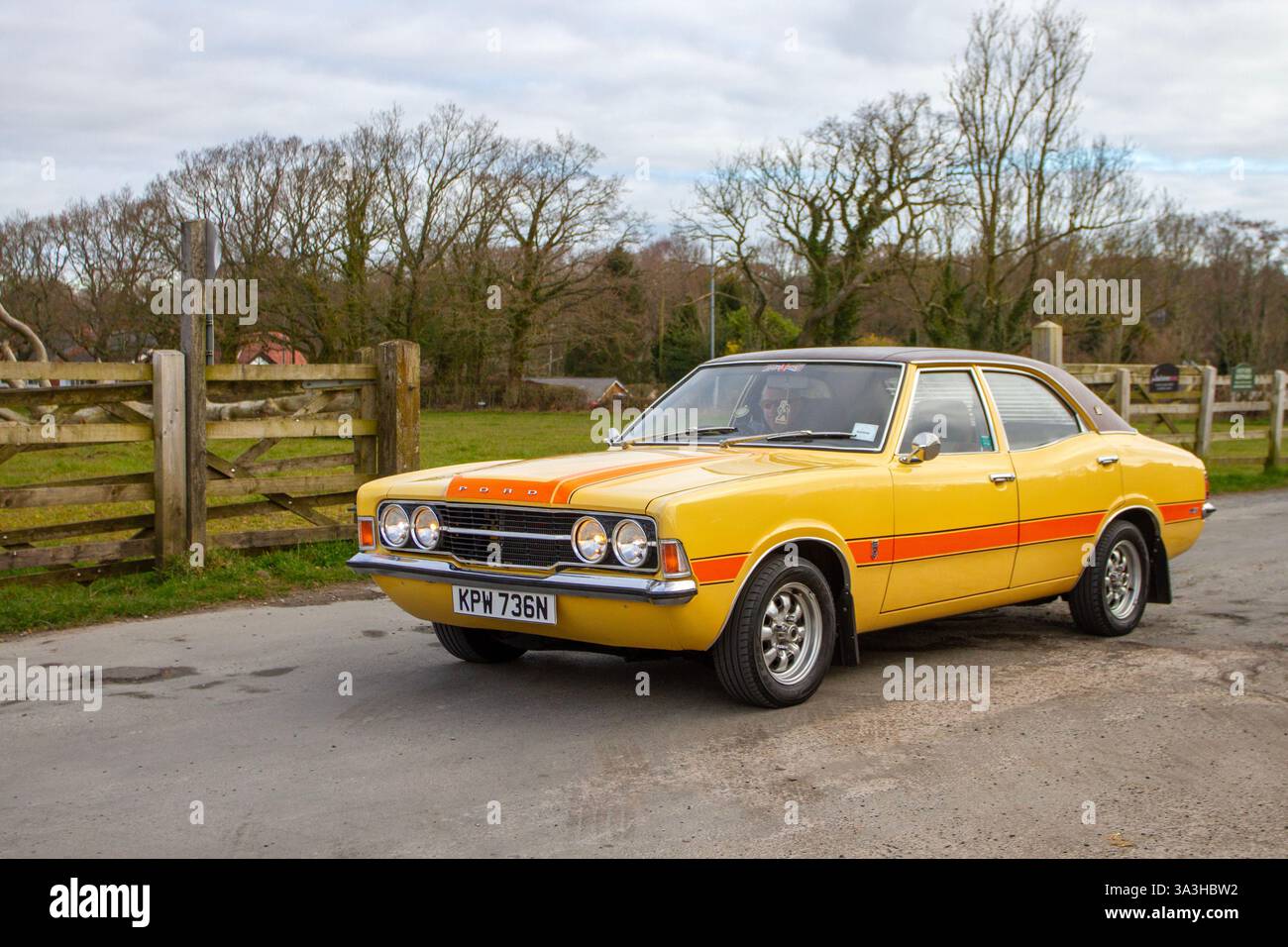 1974 70s seventies Mark III, Beige Ford Cortina Petrol 2997 cc; Heskin ...