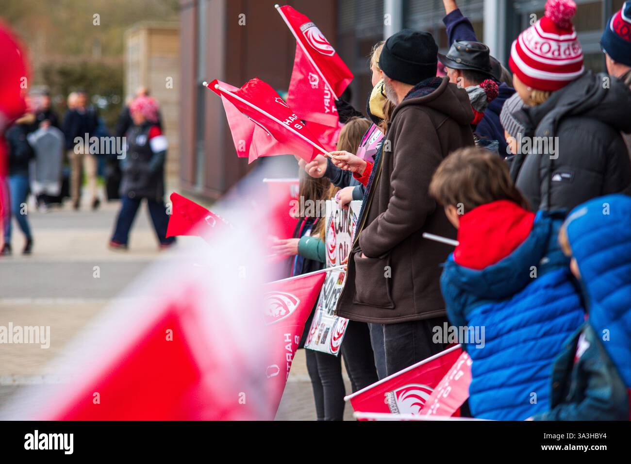 London, UK, 16th March 2025 Gloucester-Hartpury fans arrive for the ...