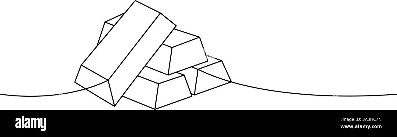 Gold bars one line continuous drawing. Money investment and online ...