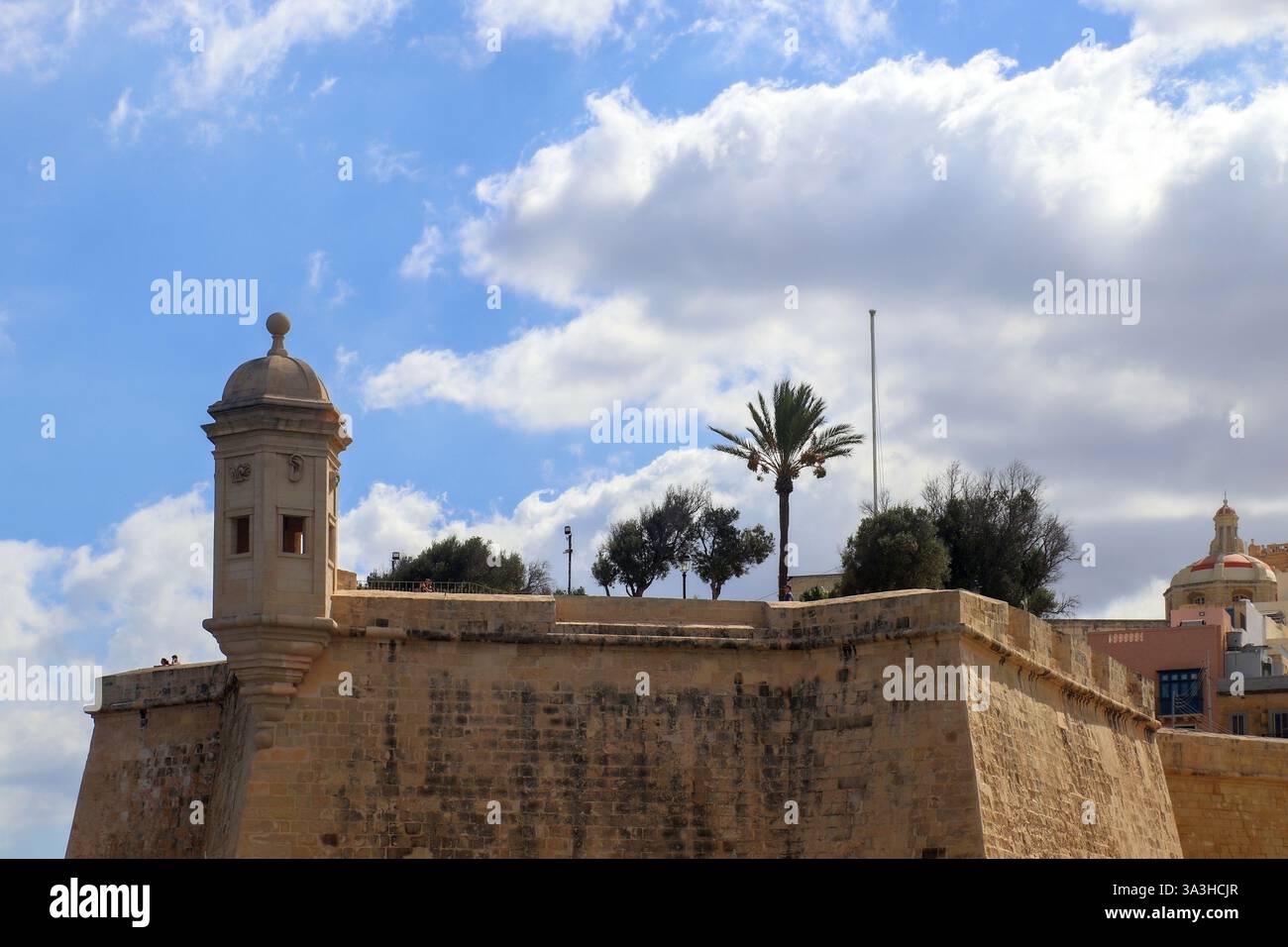 Valletta, Malta 27. September 2024, The imposing medieval watchtower ...